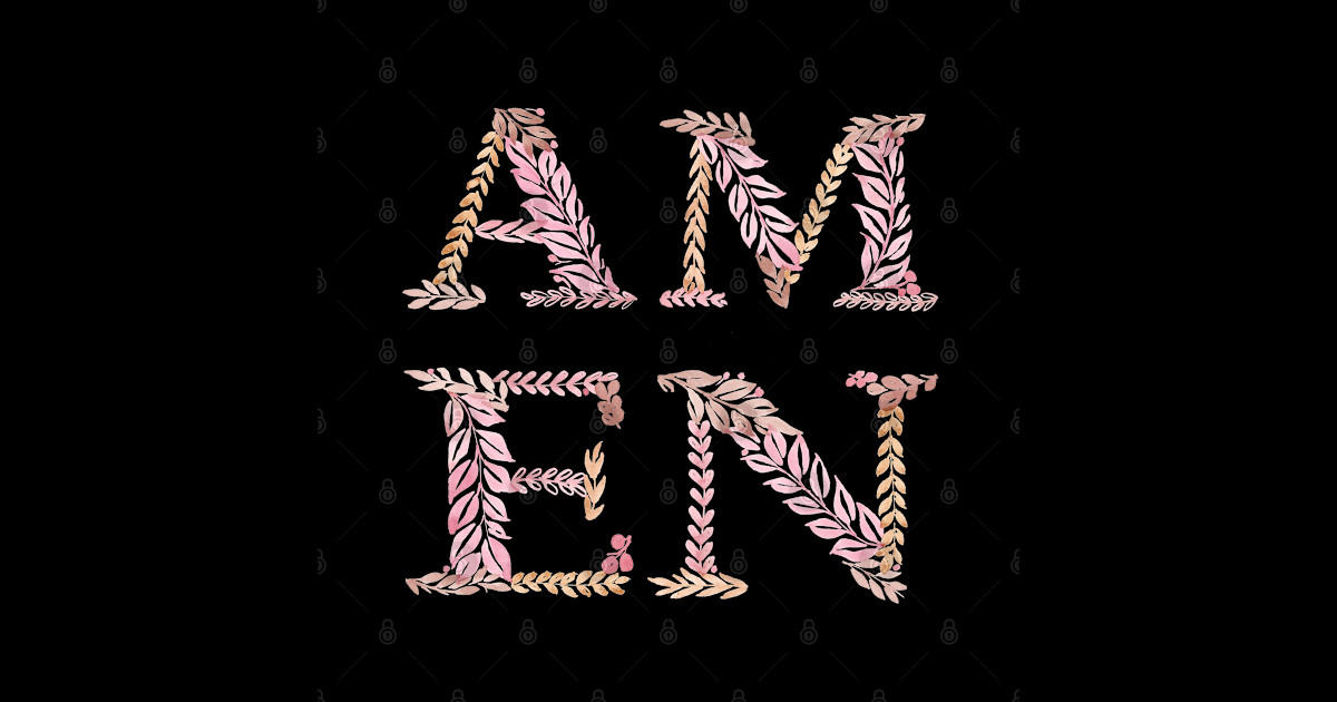 Amen in vintage leaves - Amen Watercolor Art - Posters and Art Prints ...