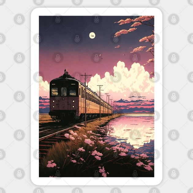 Retro Anime Style Old Japanese Train - Anime - Sticker | TeePublic