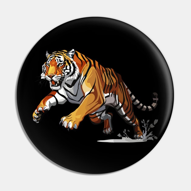 Tiger logo realistic colours design - Tiger Face - Pin | TeePublic