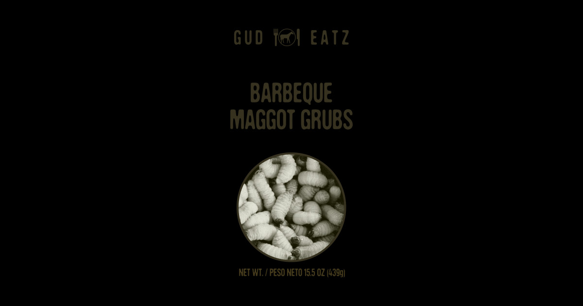 Gud Eatz Barbeque Maggot Grubs Food Label Dystopomart - Food - Sticker ...