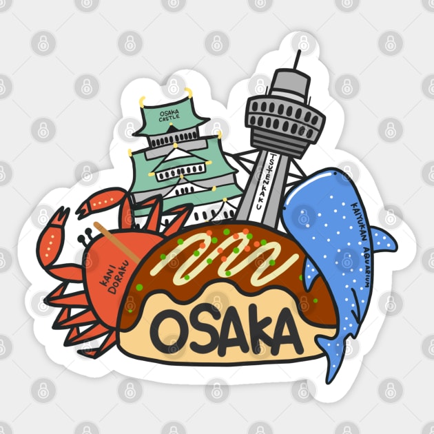 OSAKA Love Japan Osaka Logo Cute Funny Art Takoyaki - Osaka - Sticker ...