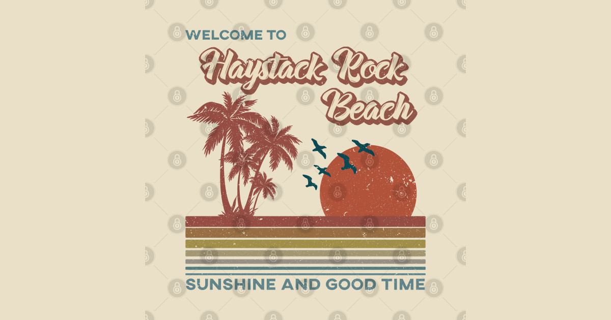 Haystack Rock Beach Retro Sunset - Haystack Rock Beach - Haystack Rock ...