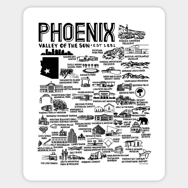 Phoenix Map - Phoenix - Sticker | TeePublic