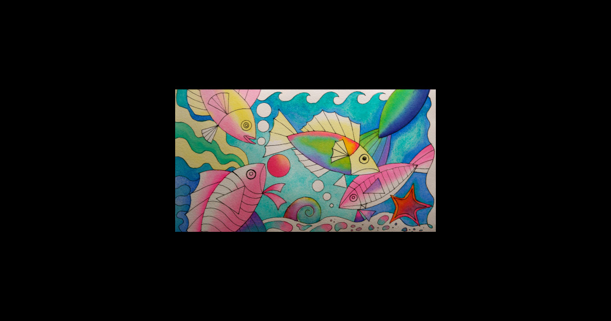 Fishies 2 watercolour - Abstract Fish - Sticker | TeePublic