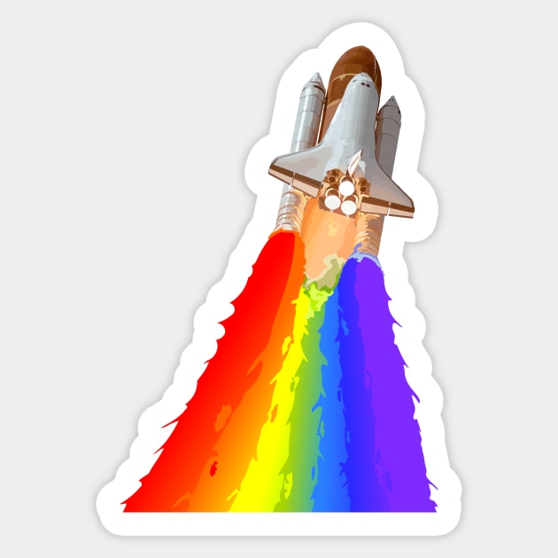 Rainbow Shuttle Launch - Rainbow - Sticker | TeePublic