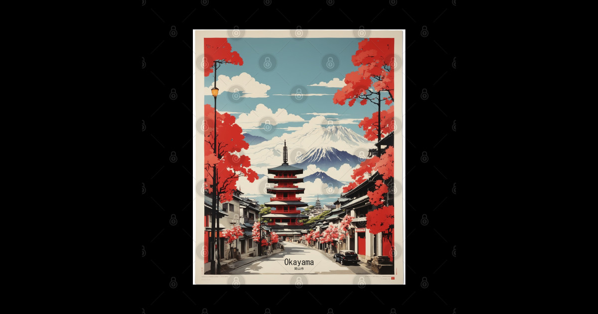 Okayama Japan Travel Vintage Tourism Poster - Japan Tourism - Sticker ...