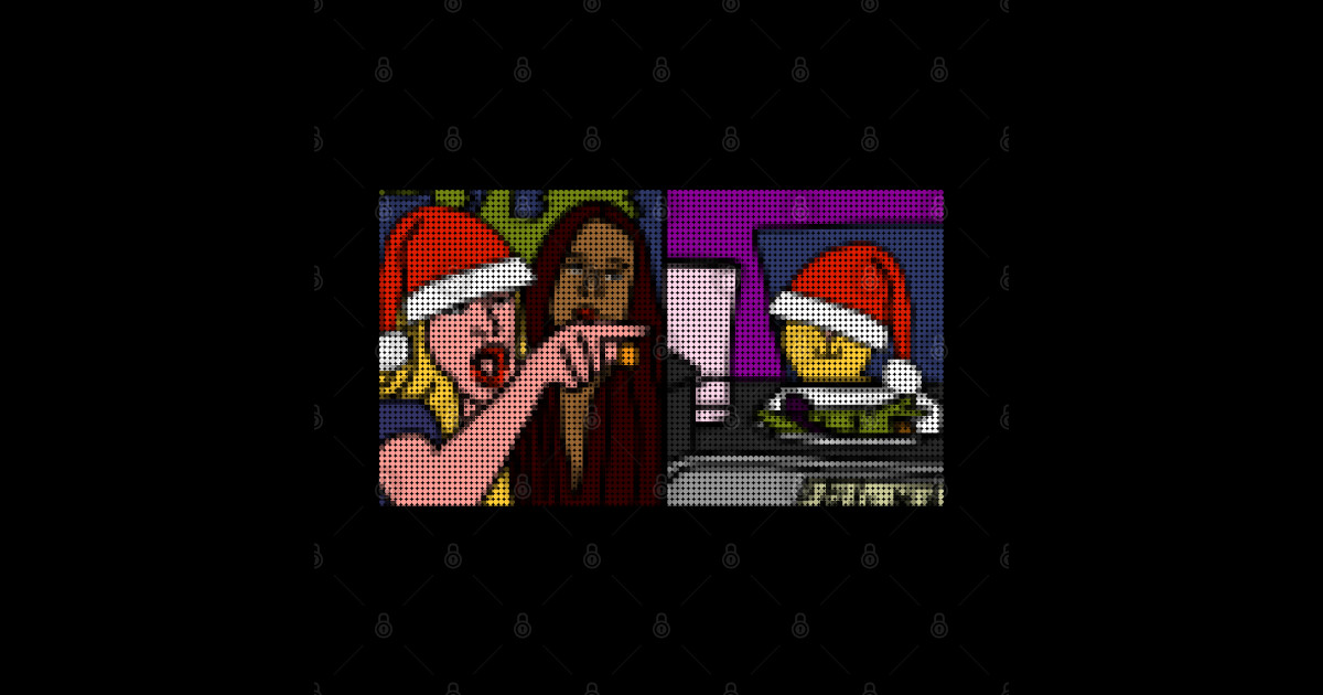 Woman Yelling at Cat in Dotty Santa Hat - Memes - T-Shirt | TeePublic