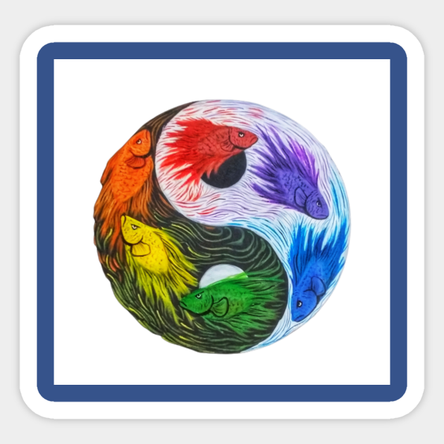 Betta Yin Yang color wheel - Fish - Sticker | TeePublic