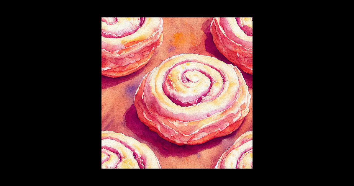 Watercolor cinnamon bun pattern - Cinnamon - Magnet | TeePublic