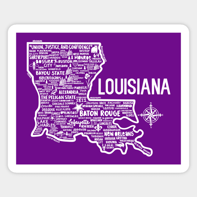 Louisiana Map - Louisiana - Sticker | TeePublic