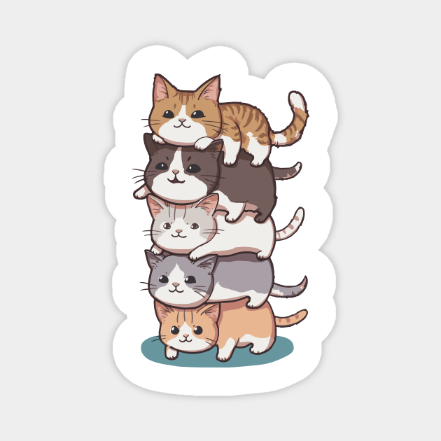 Kawaii Cat Stack Cats Magnet Teepublic
