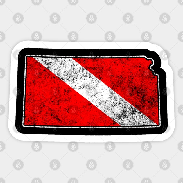 Kansas Dive Flag Scuba Diving State Map Dive Flag Distressed - Dive ...