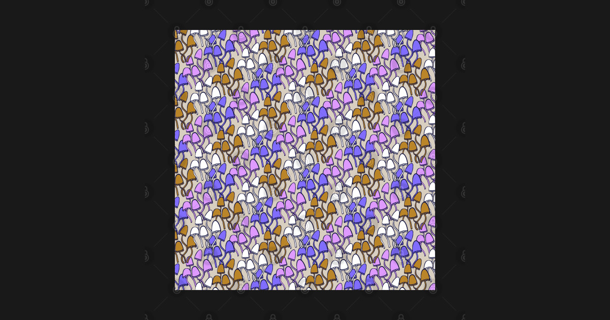 Groovy Weirdcore Shiitake Mushroom pattern in purple, pink and golden ...