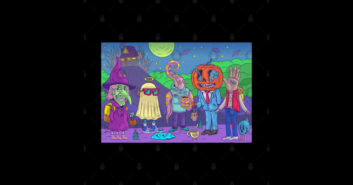 Spooky Halloween Creatures Cartoon Illustration - Spooky Halloween ...