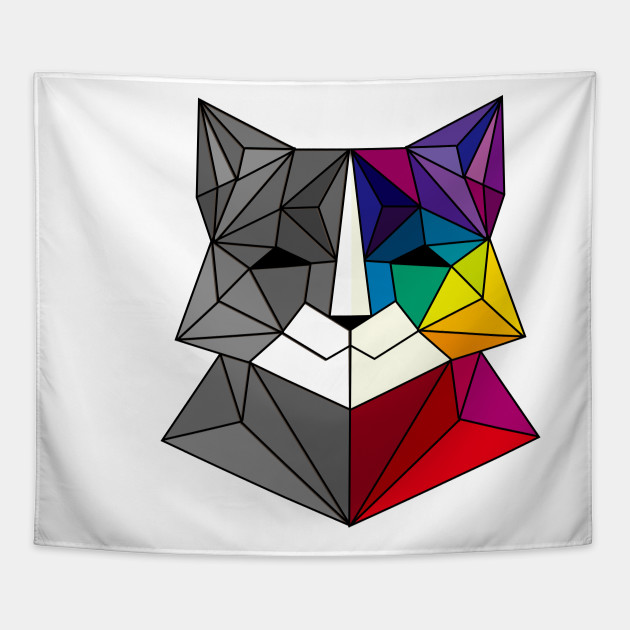 Polygon cat - Polygon Cat - Tapestry | TeePublic
