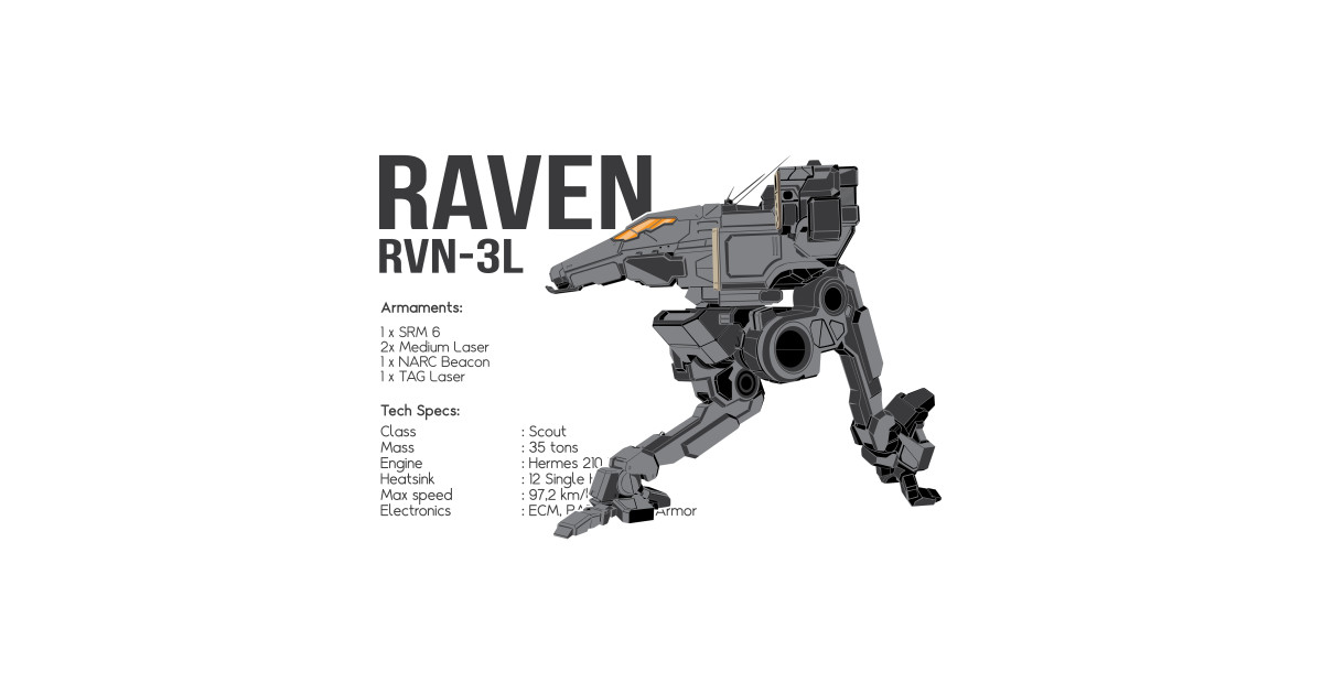 Mechwarrior Raven RVN-3L - Mechwarrior - T-Shirt | TeePublic