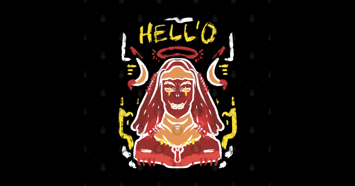 valak hello fan art in red s4kra - Ghost - Sticker | TeePublic