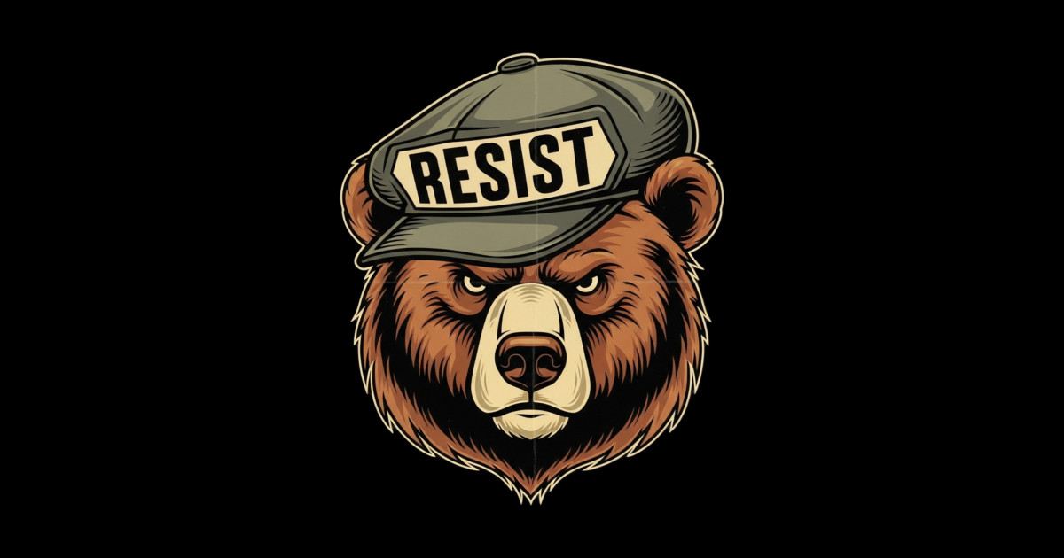 Resist Bear with Newsboy Cap - Resist Bear With Newsboy Cap - Sticker ...