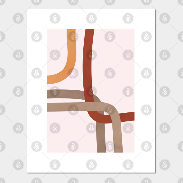 Abstract Colorful Line Art, Mid Century Modern Print 3 - Overlapping ...