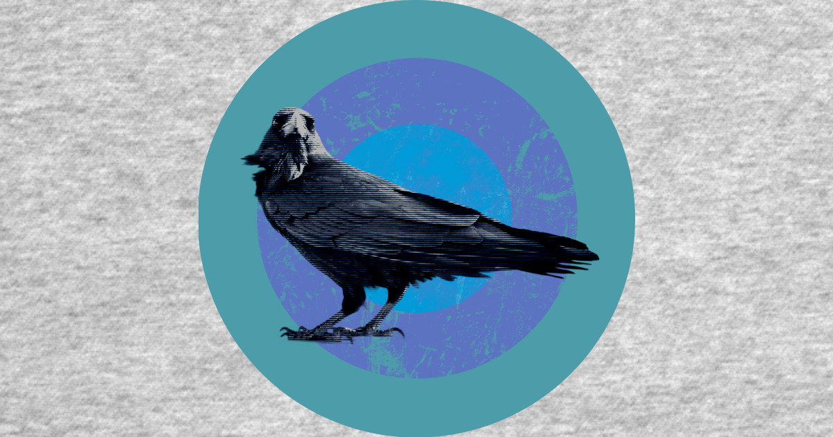 Halftone retro design Raven - Raven - Baseball T-Shirt | TeePublic
