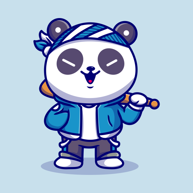 Cute Panda Boy With Baseball Bat Cartoon - Cute Panda Boy With Baseball ...