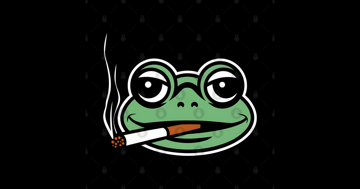 Smoking Frog Meme Design – Chill Amphibian - Frog - Pin | TeePublic
