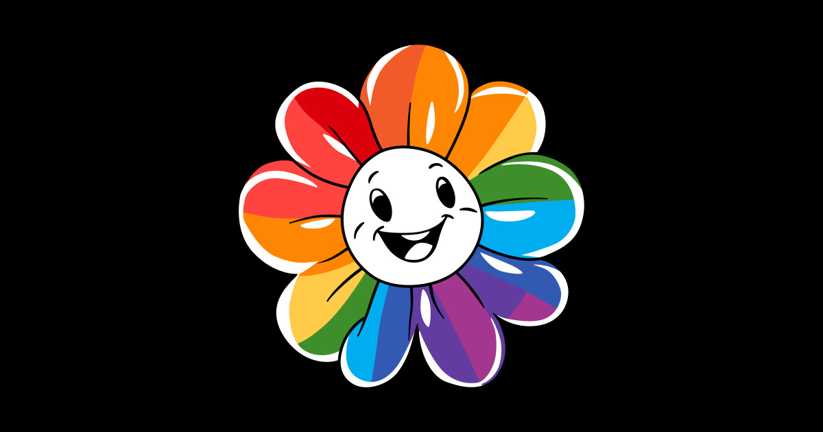 Rainbow Smiley Cute Flower Design For Fun Day - Rainbow Smiley Cute ...