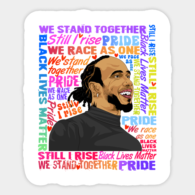 Lewis Hamilton Word Art - F1 - Sticker | TeePublic