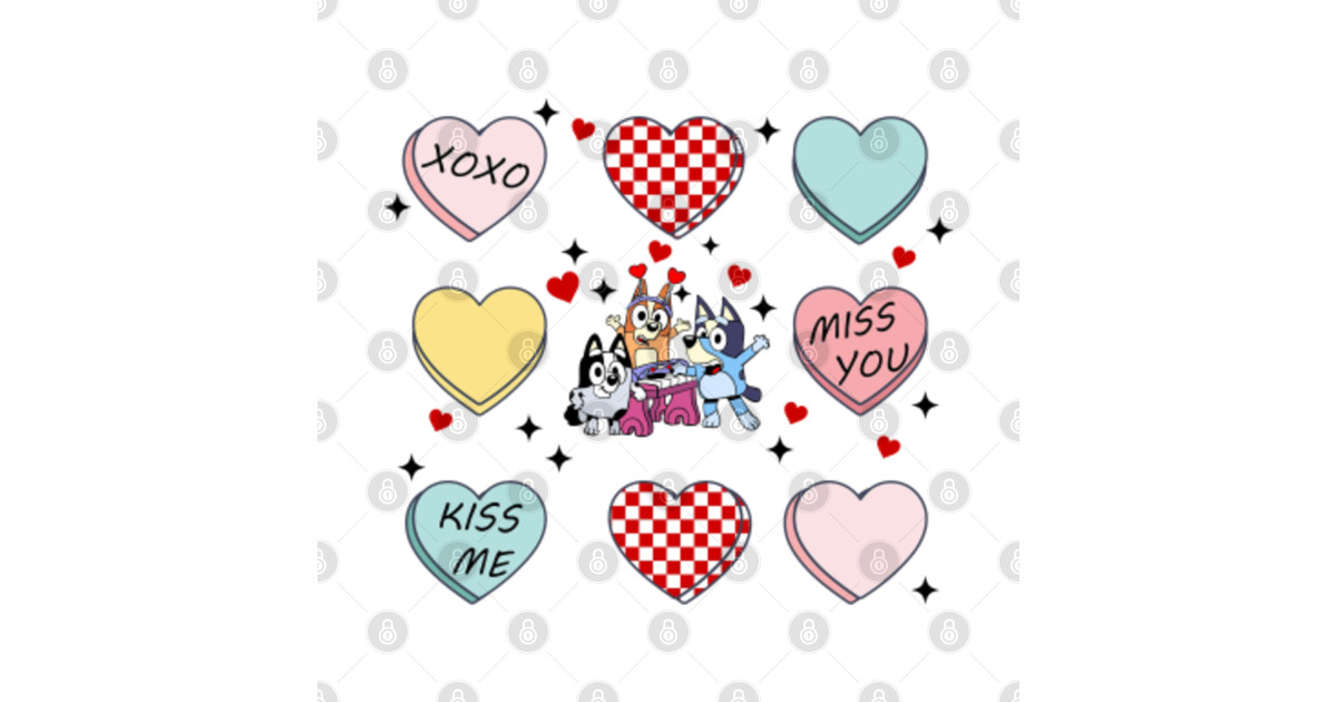 Bluey and friends Kiss Me Bluey Valentine - Bluey Valentines - T-Shirt ...