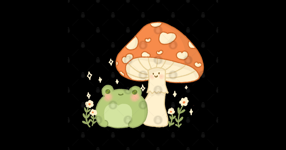 Cute frog cottage core cute mushroom - Frog Cottage Core - Sticker ...