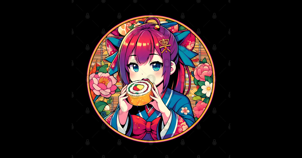 Anime girl egg roll - Egg Roll - Sticker | TeePublic