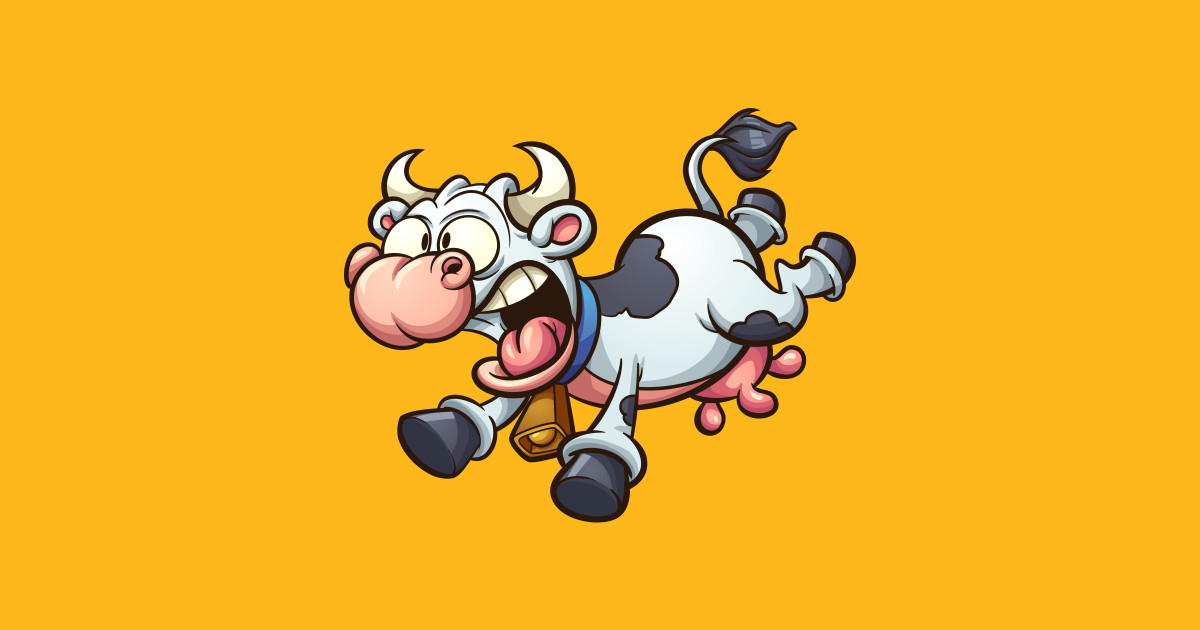 Crazy cartoon cow - Cows - Sticker | TeePublic