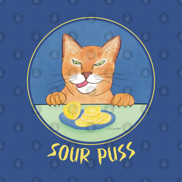 Sour Puss – Funny illustration of a cat’s reaction to tasting a lemon ...