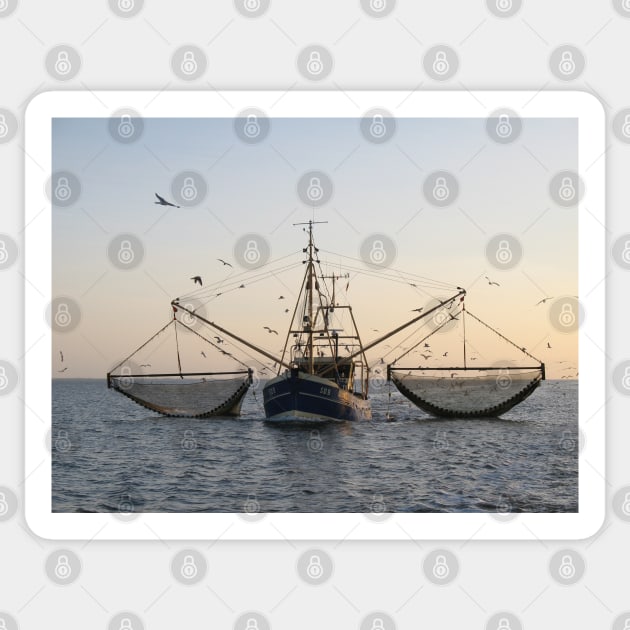 fishing boat - Sunset - Sticker | TeePublic