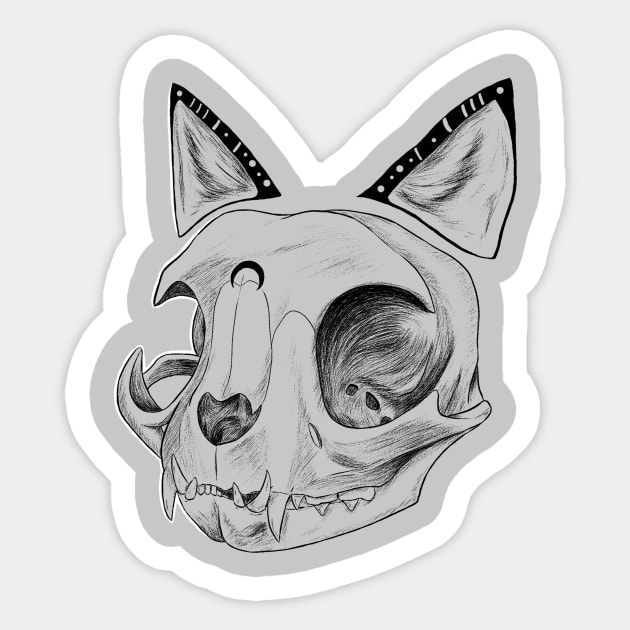 Lunar Cat Skull - Cat - Sticker | TeePublic