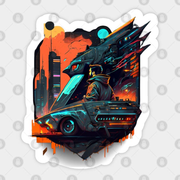 Retro wave apocalypse - Retro - Sticker | TeePublic