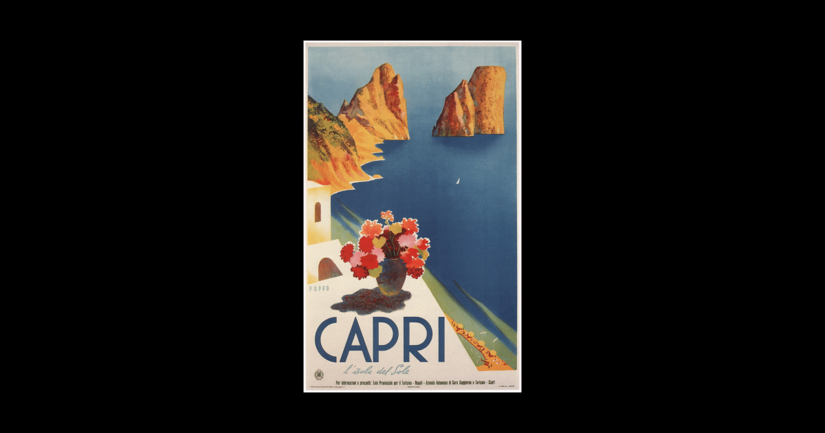 Capri, Italy Vintage Travel Poster Design - Isle Of Capri - Sticker ...