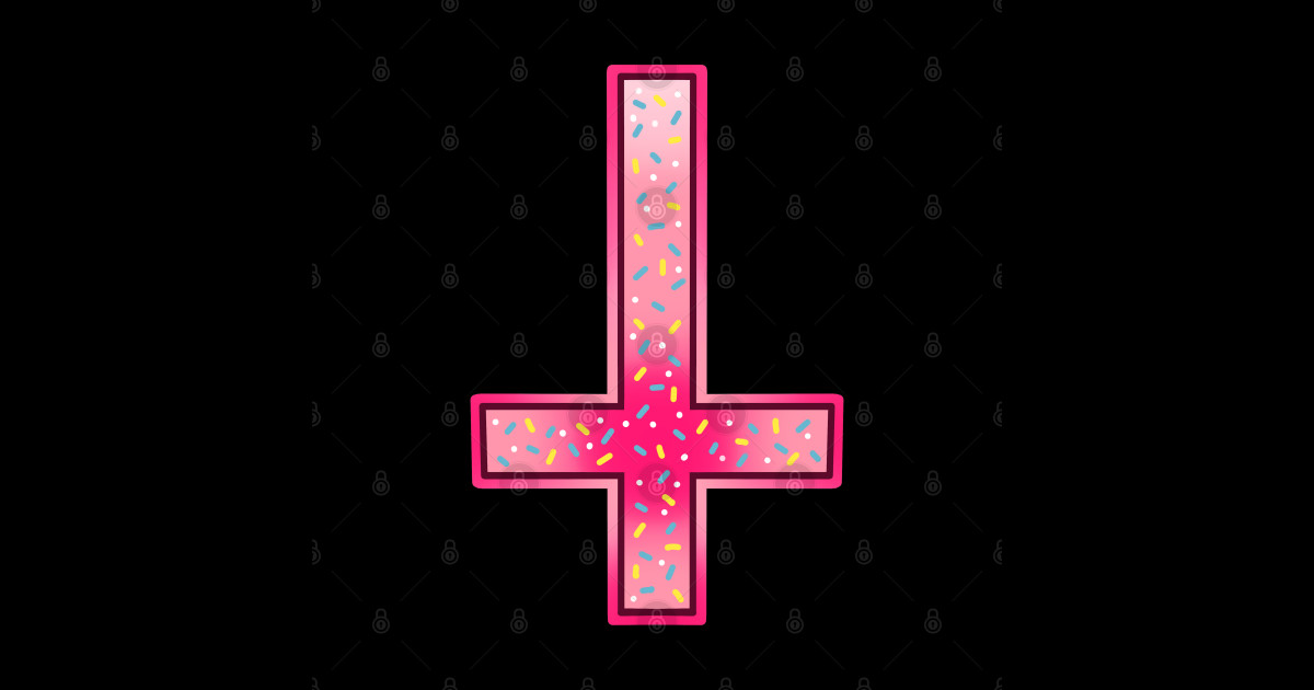 cute pink inverted cross - Inverted Cross - Sticker | TeePublic