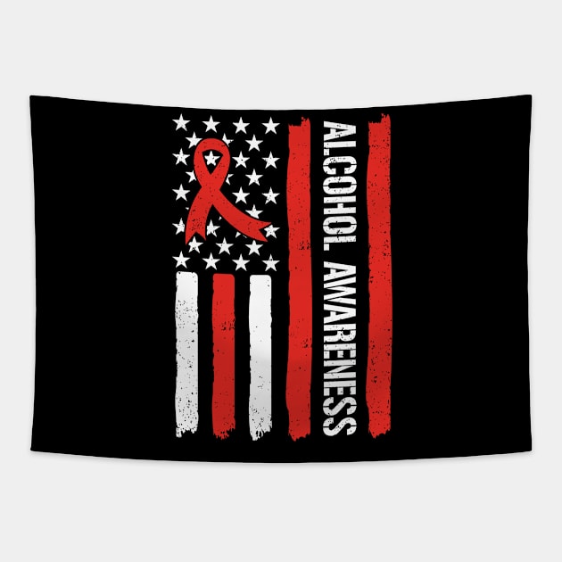 Alcohol Awareness Month American Flag Red Ribbon - Alcohol Awareness ...