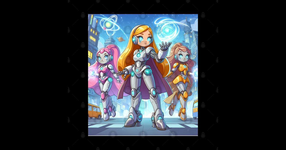Magical Female Robots in a Futuristic Fantasy City - Robots - Sticker ...