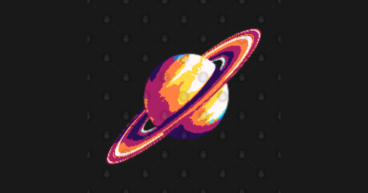 Pixel Saturn - Planet - T-Shirt | TeePublic