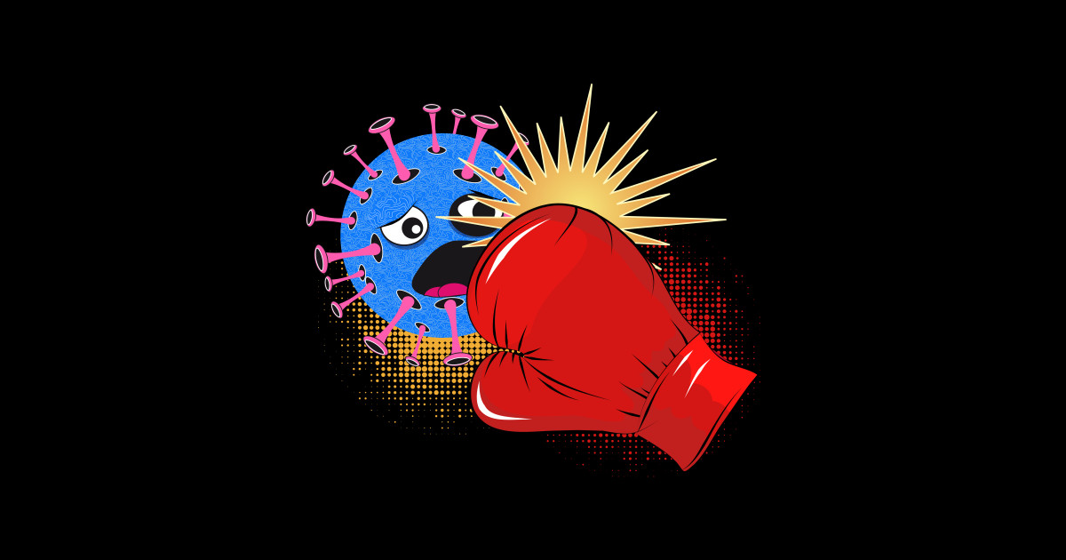 Boxing glove with Corona Virus - Protects - Sticker | TeePublic