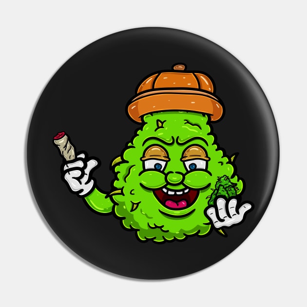 Weed Bud Cartoon With Smoking Wearing Swag Hat And Bring Bud Weed Sticker Pin Teepublic