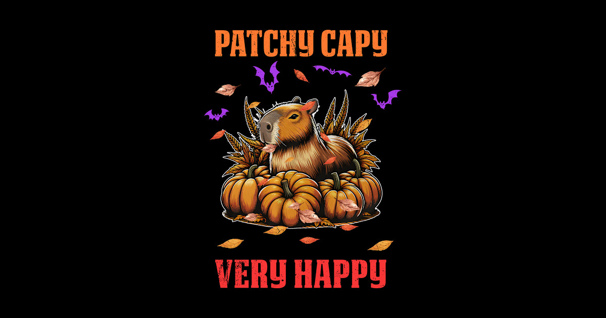 Patchy Capy Very Happy Capybara And Pumpkins - Halloween - Sticker ...