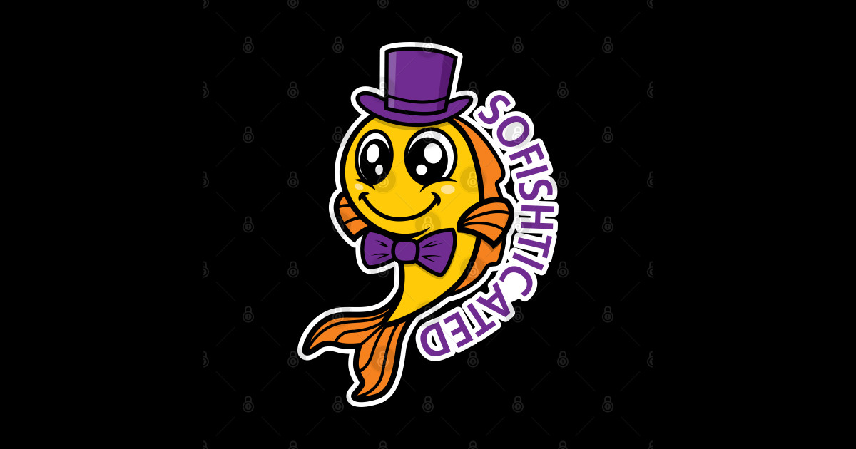 Sofishticated Fish Wearing Bow Tie and Top Hat - Fish - Sticker | TeePublic