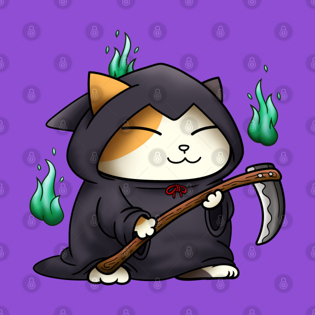 Halloween Cat Grim Reaper Kitty - Halloween Cats - Pin | TeePublic