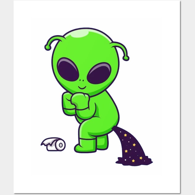 Cute alien pooping space - Alien - Posters and Art Prints | TeePublic