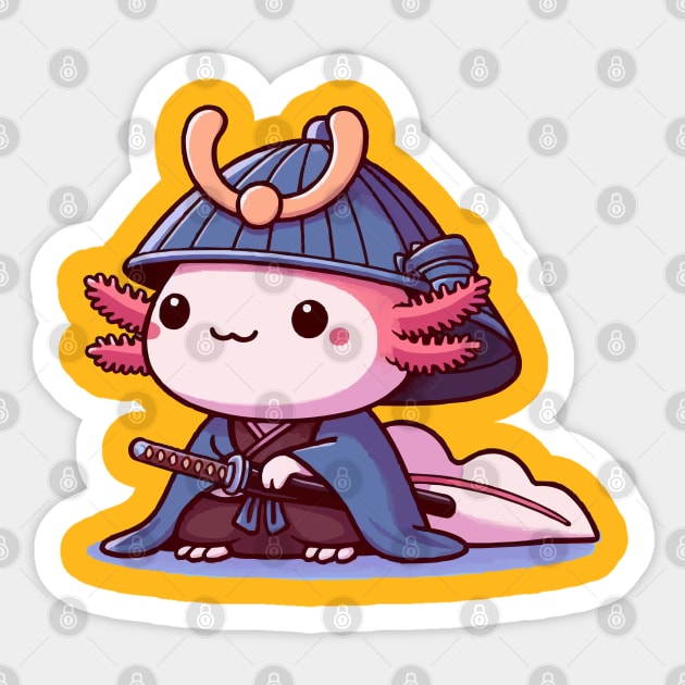 chibi axolotl samurai - Axolotl Funny - Sticker | TeePublic