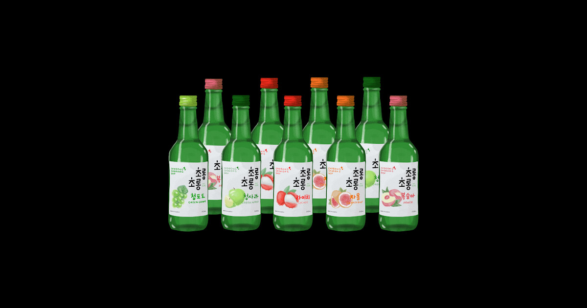 Soju Bottles drink korean aesthetics graphics illustration - Soju ...