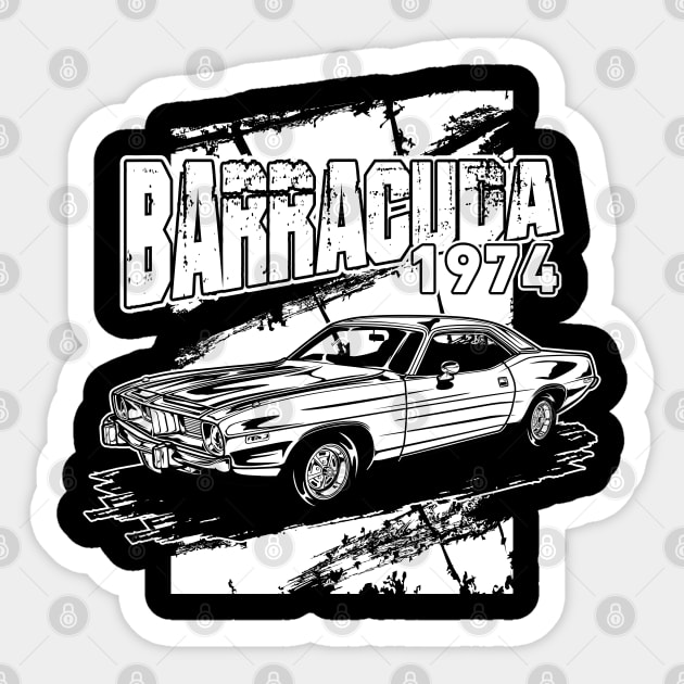 Barracuda 1974 - White Print - Plymouth Barracuda - Sticker | TeePublic